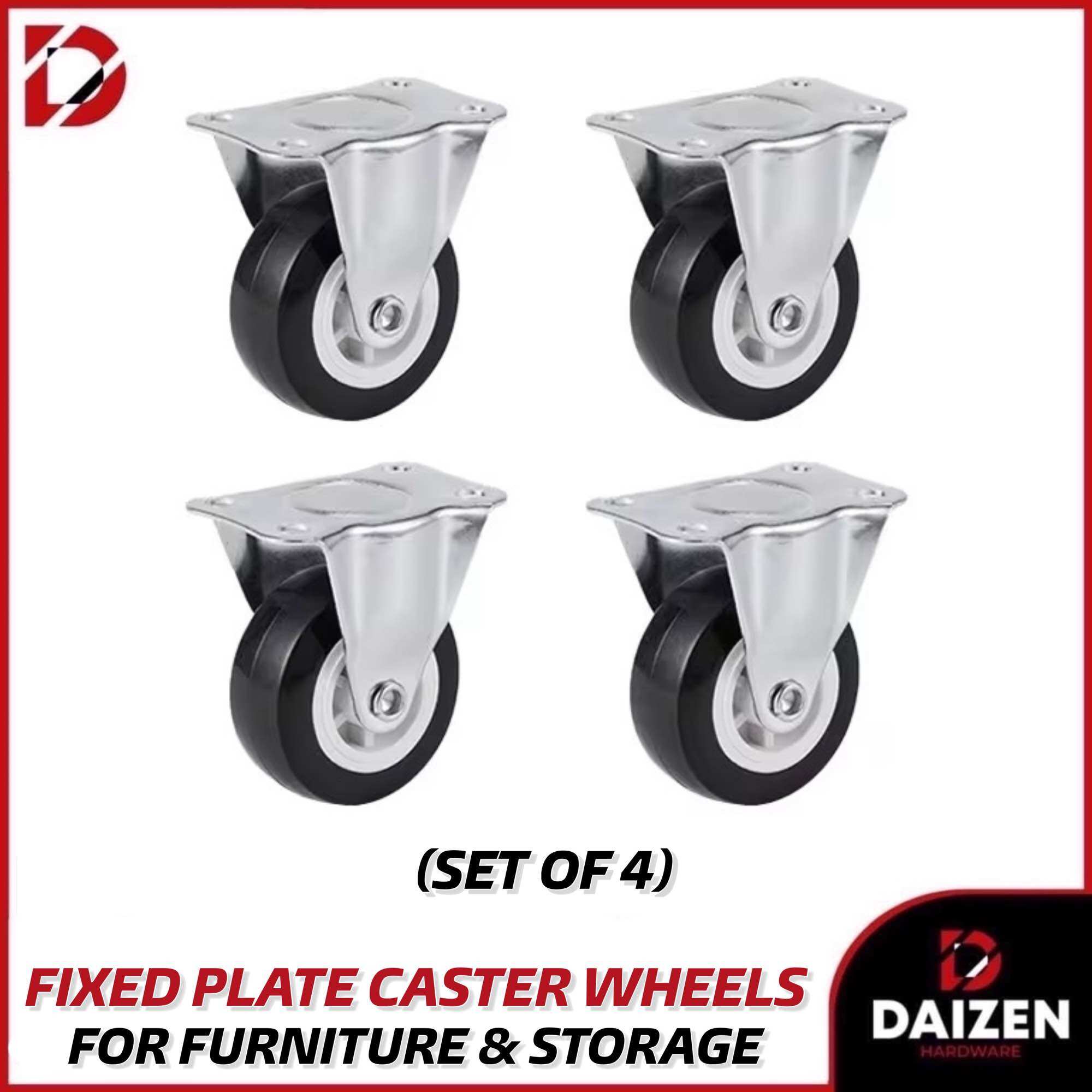 4pcs 2-Inch Fixed Plate Caster Wheels for Sofa Bed, Furniture & Storage