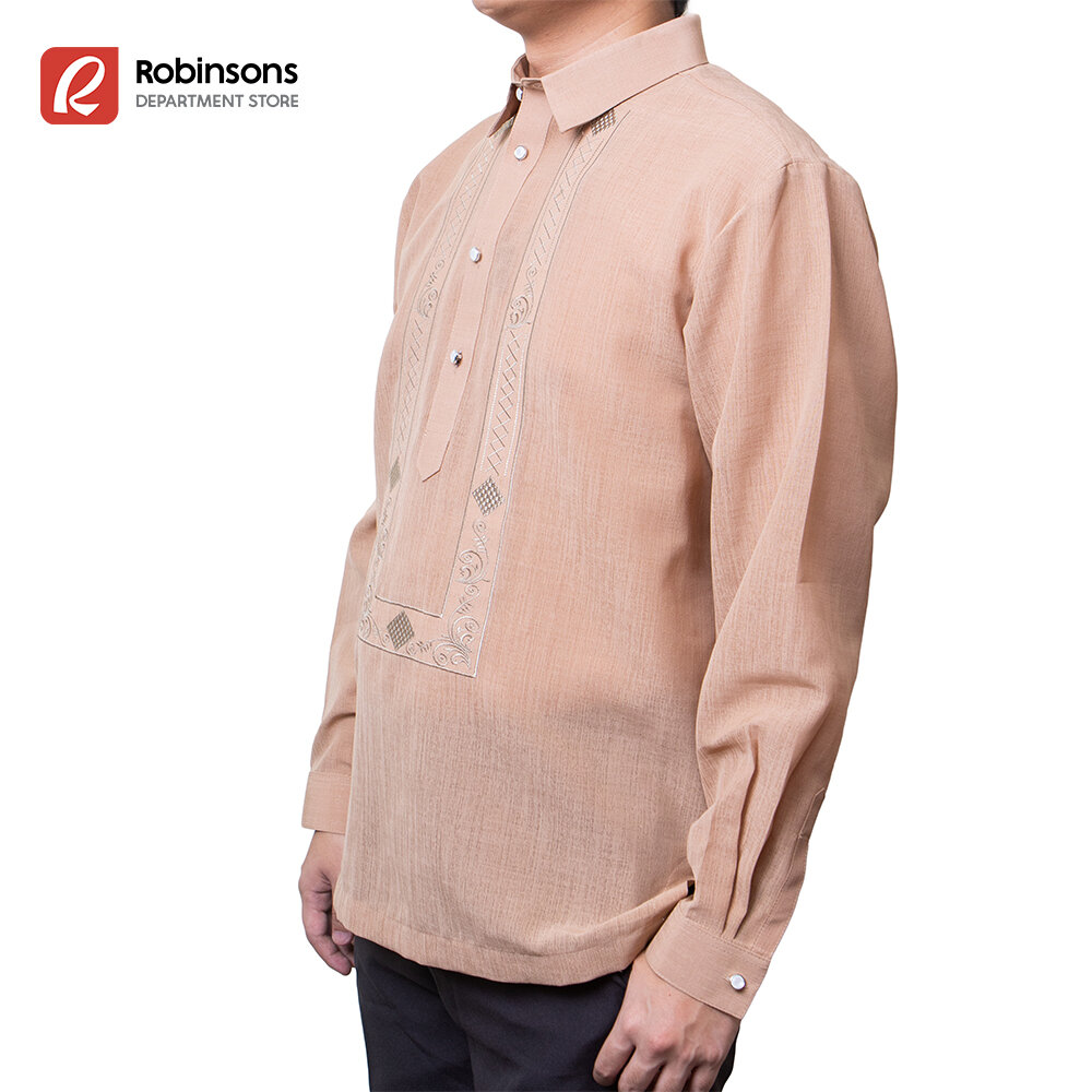 Executive Men's Longsleeves Jusi Barong with Embroidery (Khaki) | Lazada PH