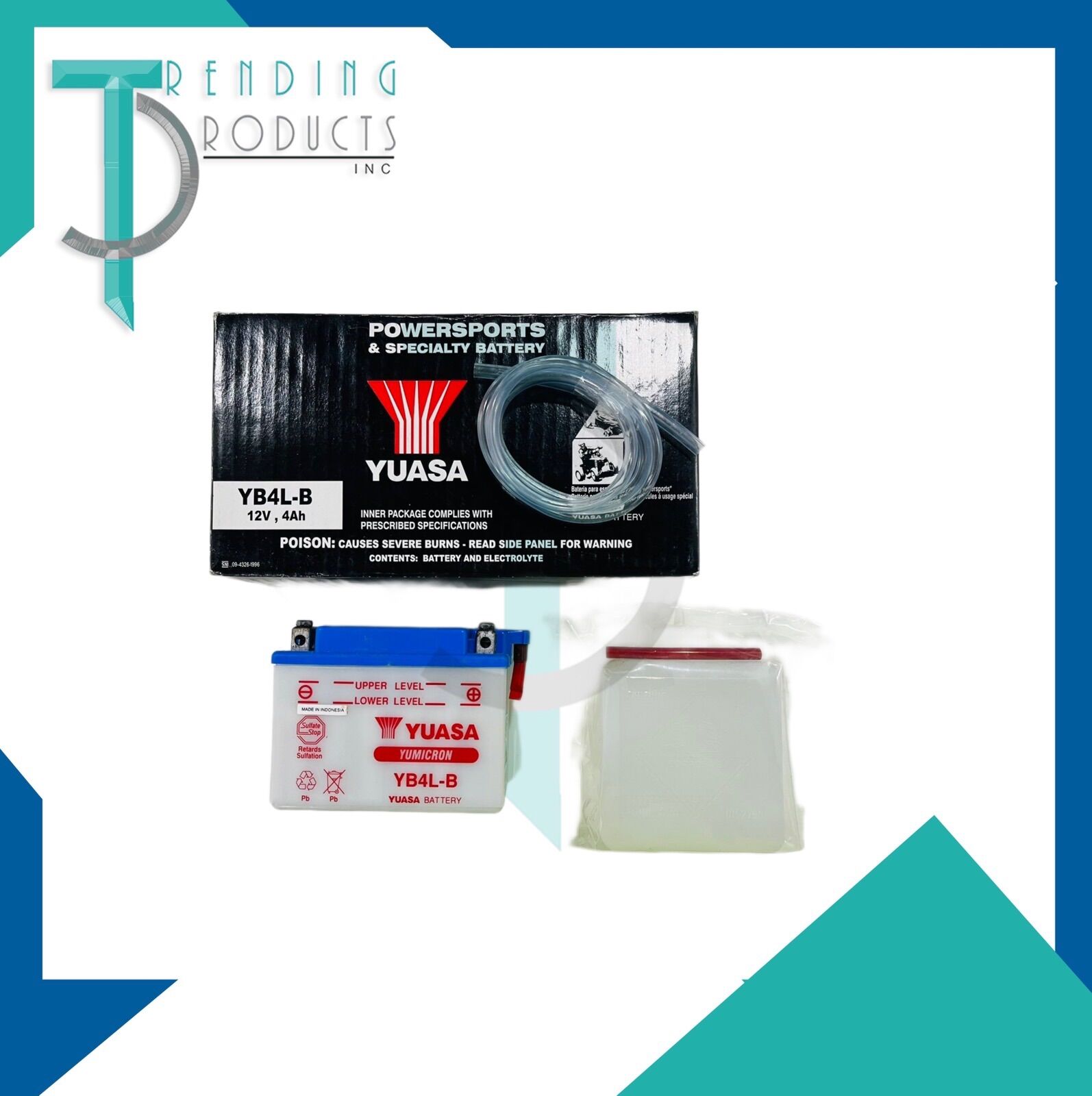Yuasa Motorcycle Battery, Yuasa YB4L-B for Honda C90 Piaggio NRG 12V ...
