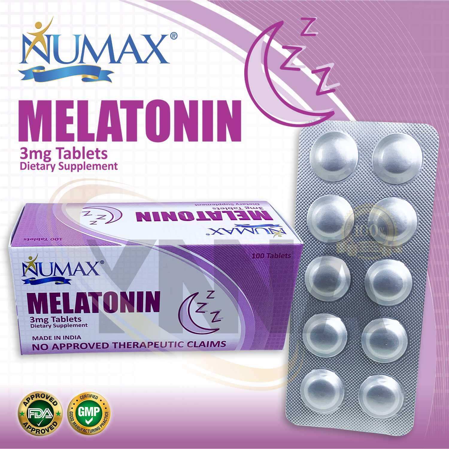 Numax Melatonin 3mg 100 tablets/BOX (FOR BETTER SLEEP SUPPORT) | Lazada PH
