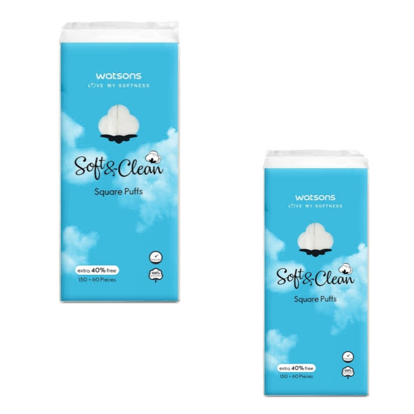 Soft & Clean Square Cotton Puffs (150+60 Pieces) | Lazada PH