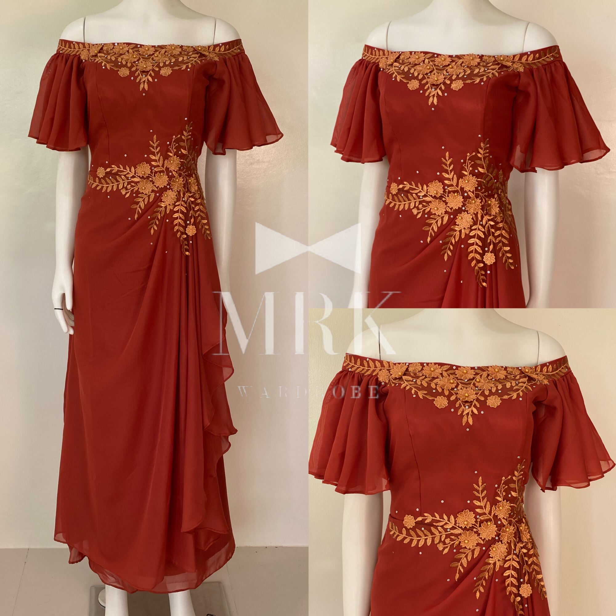 Rust Orange/Burnt Orange Chiffon Mother Dress/Formal Gown “Mylin 2 ...