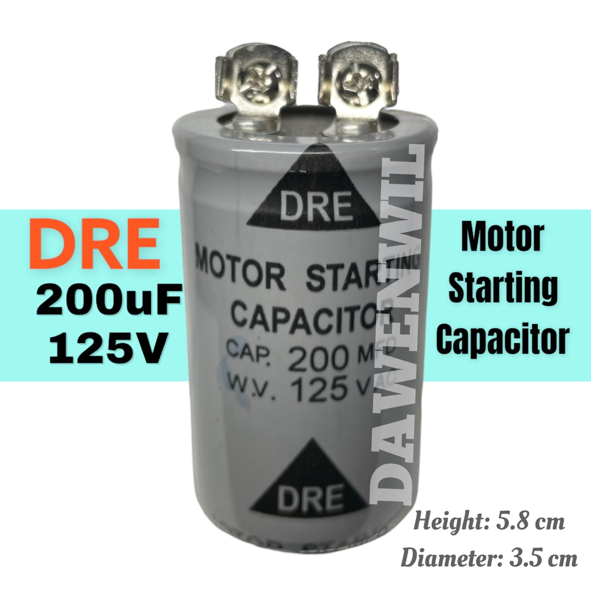 DRE 200uF 125V STARTING CAPACITOR | Heavy Duty | Made in Taiwan ...