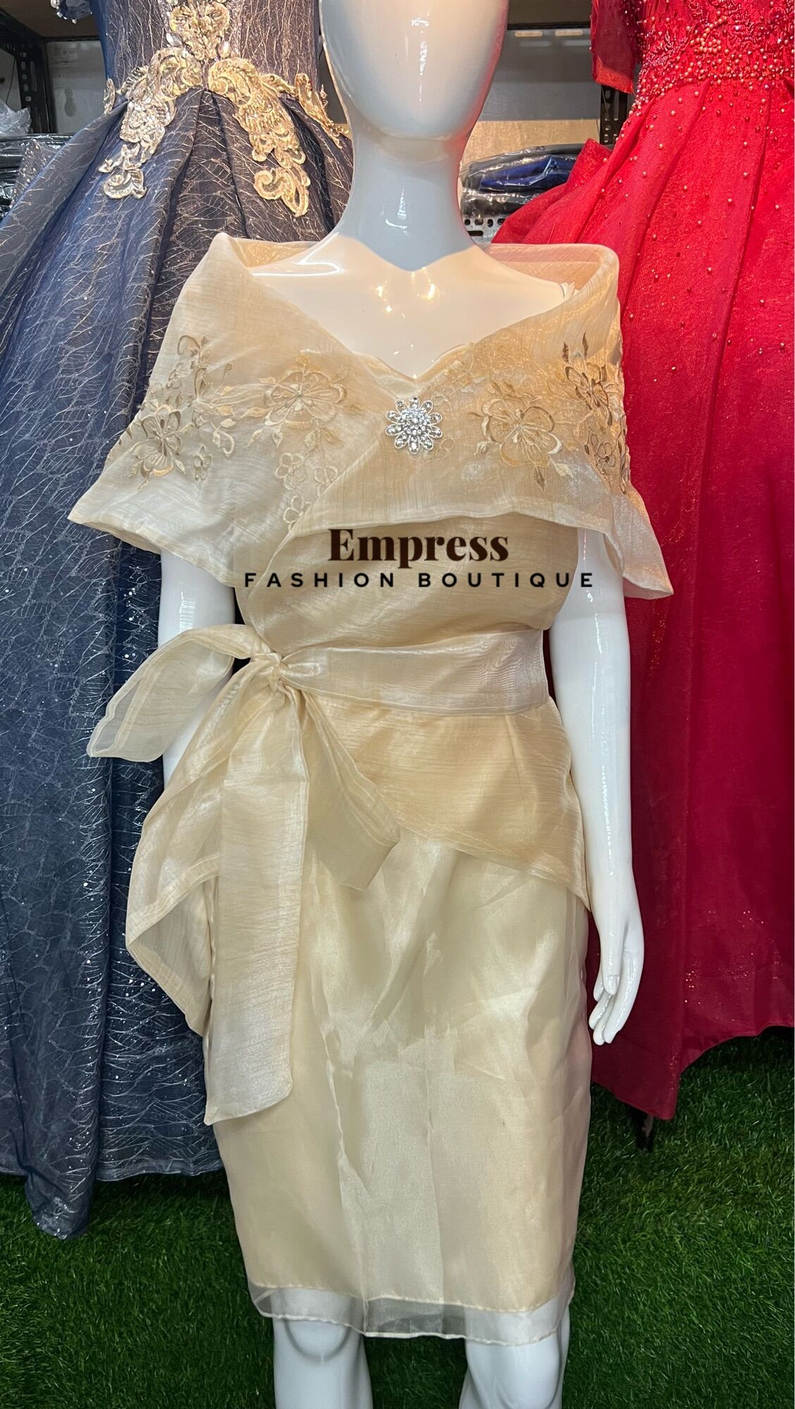 Filipiniana Kimona Wrap Around W/ Base Dress ( Cream Burda) | Lazada PH