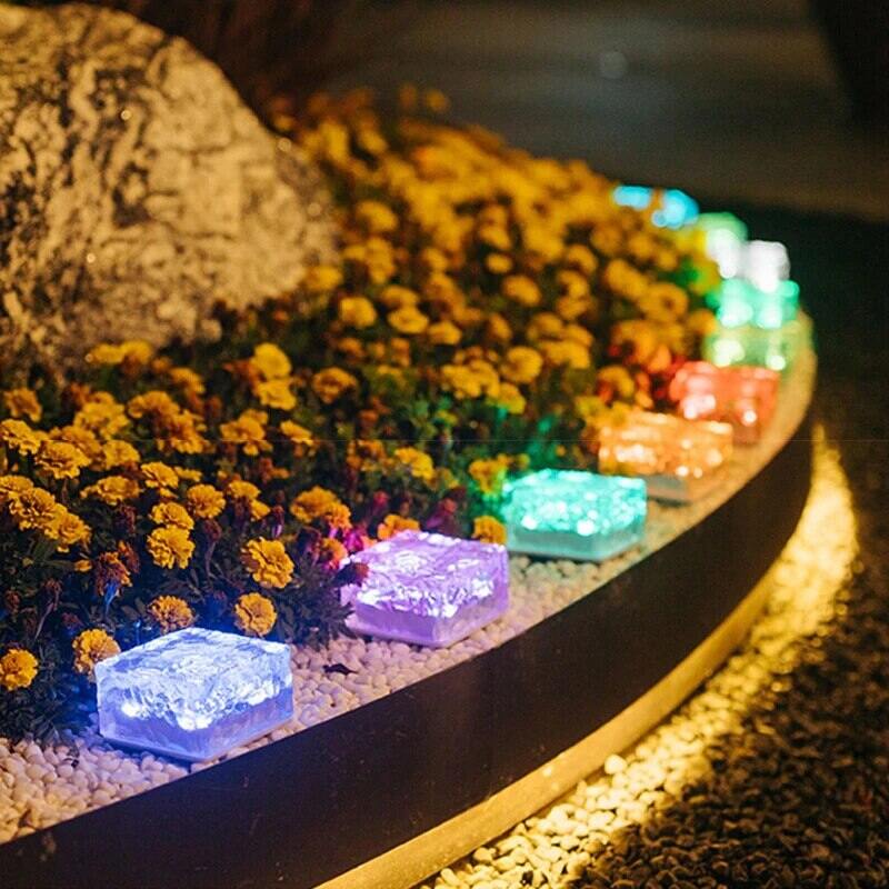 Solar Glass Brick Light Solar Ice Cube LED Light Crystal Brick Stone ...