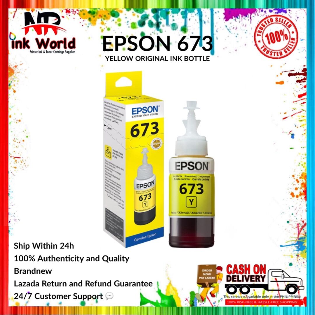 Epson 673 Yellow Original Ink Bottle 70-ml (T6734) | Lazada PH