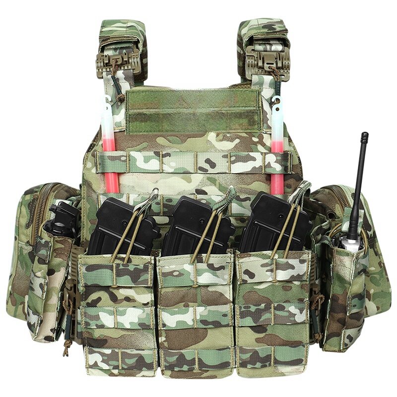 Full camo Plate Carrier with Triple Mag Pouch, 1000D Nylon Fabric ...