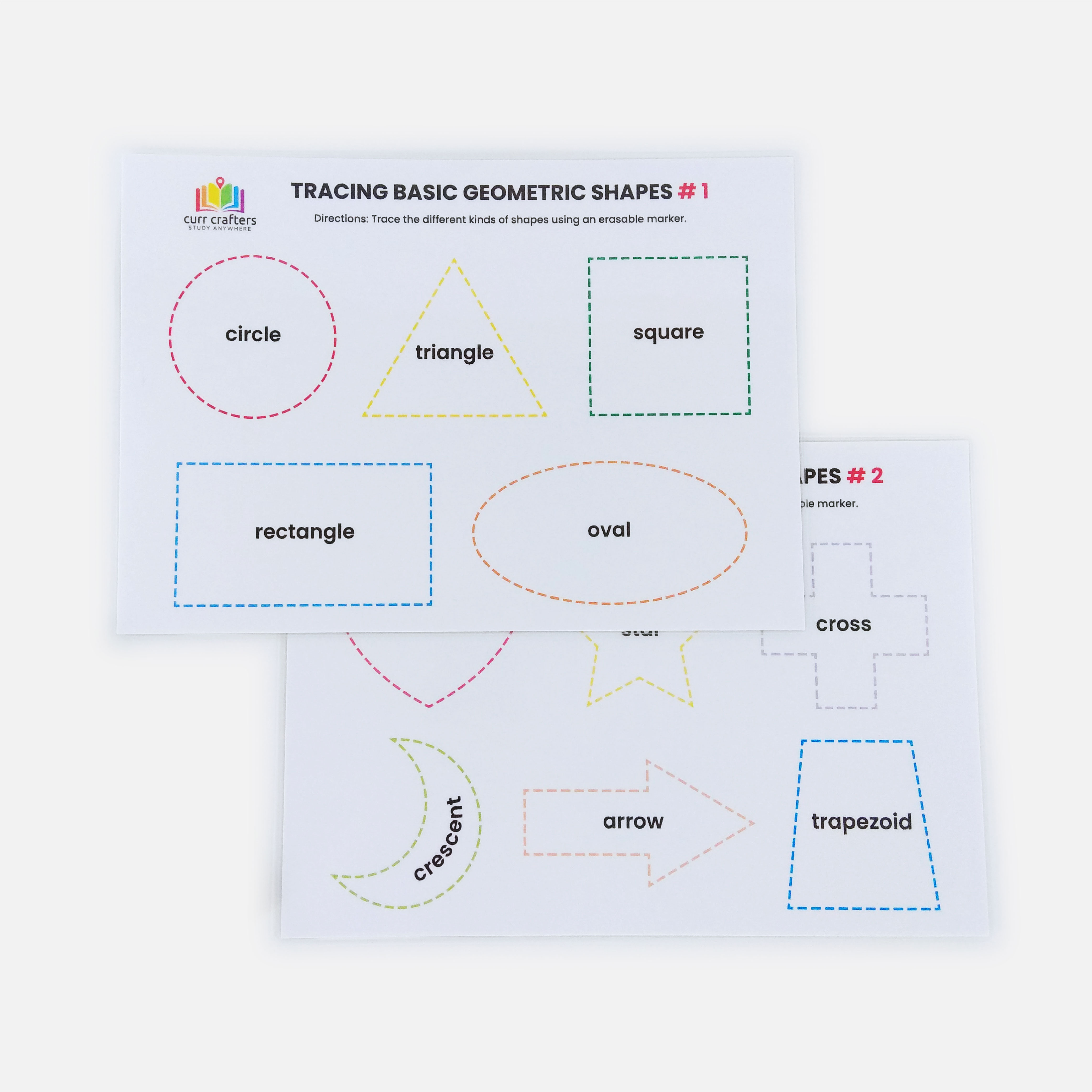 SHAPE TRACING WORKSHEETS | Mathematics, Laminated, Fine Motor Skills ...