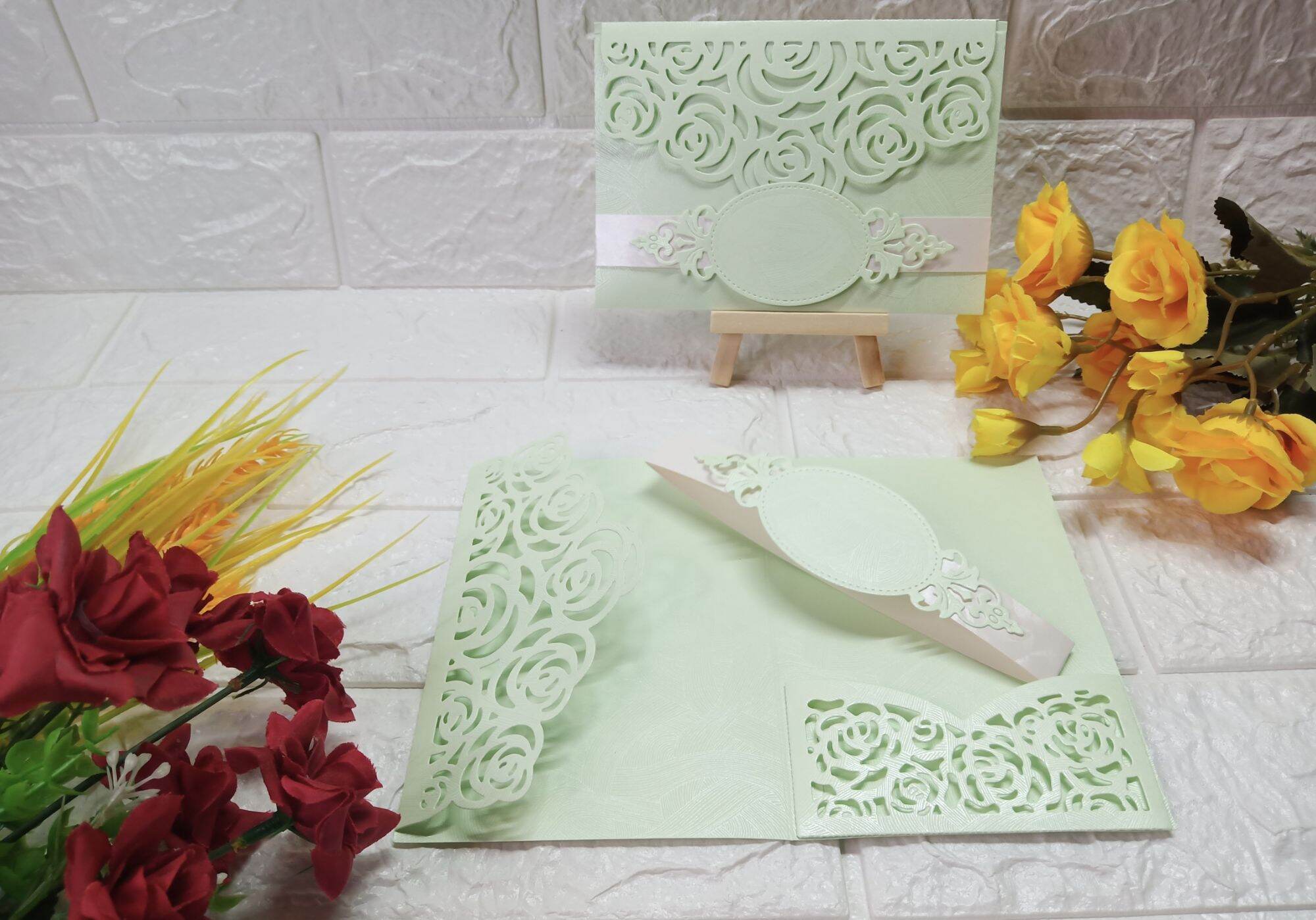 NEW!! 4x6 ( 4R ) Rosey Trifold design , laser cut invitation cover ...