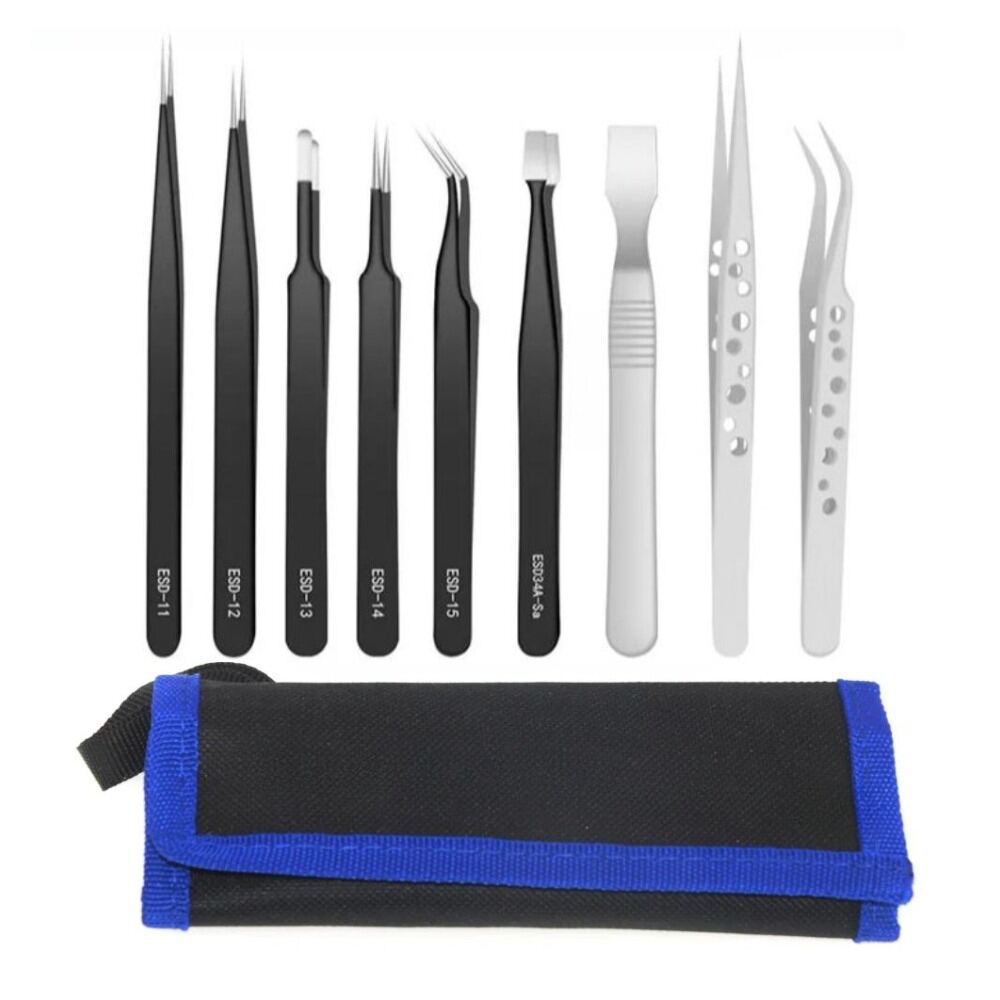 10/9Pcs Tweezers Set Stainless Steel Anti-Static Precision Tweezers for ...
