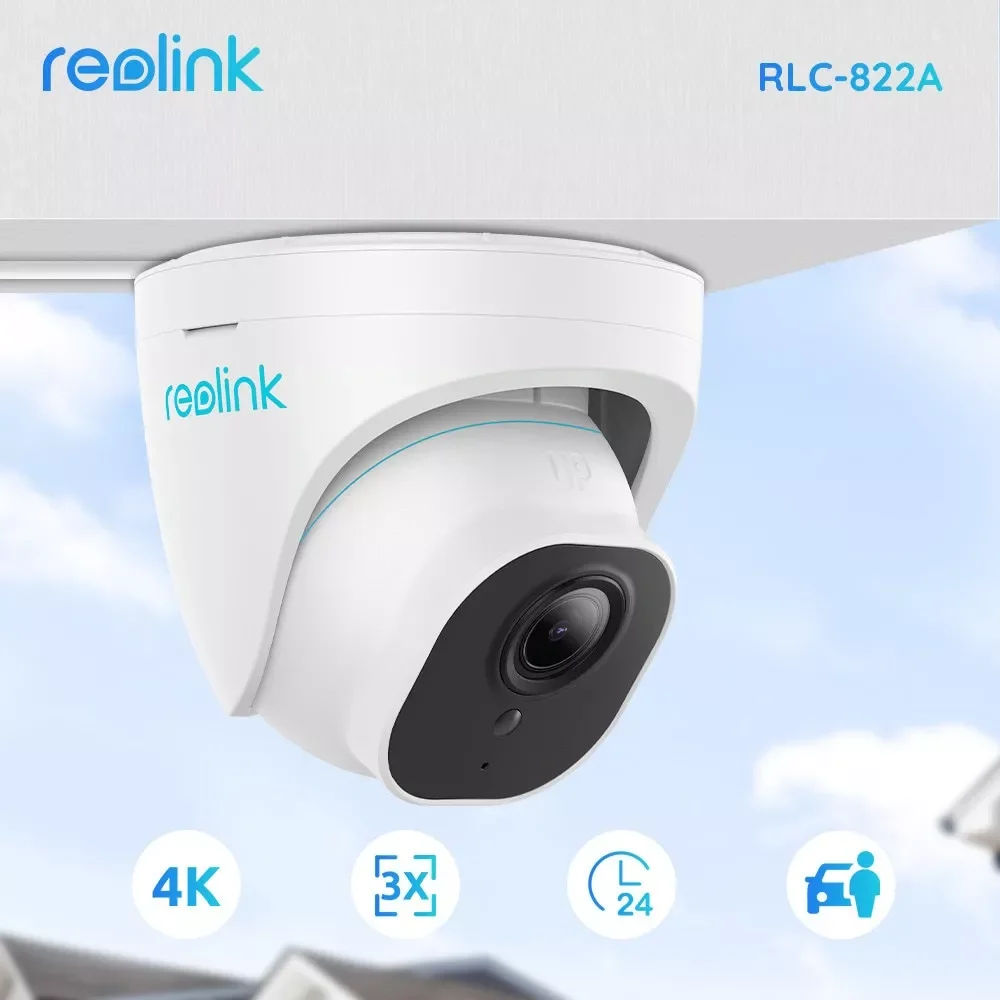 Reolink 4K 8MP Smart Detection PoE Camera with 3X Optical Zoom RLC-822A ...