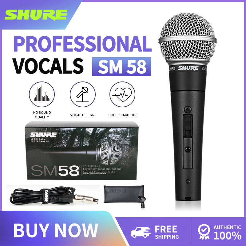 SHURE SM58 Dynamic Vocal Microphone Original Heavy Metal MIC Classic ...