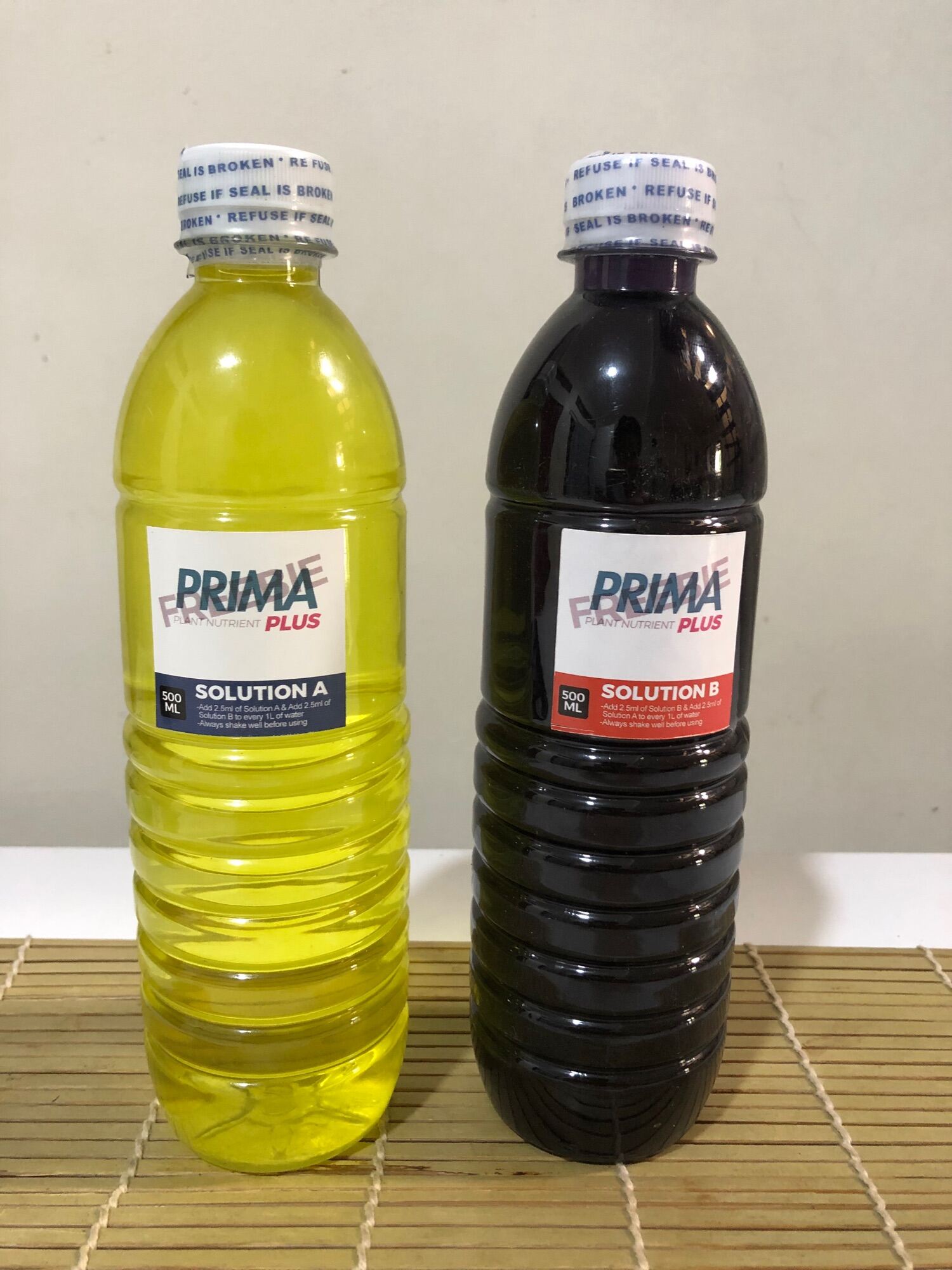 Prima Plant Nutrient Plus Instructions for Leafy Vegetables: Add 2.5ml of Solution A and 2.5ml ...