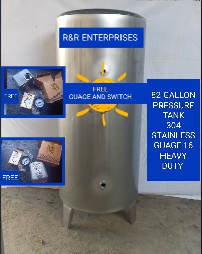Pressure Tank 82 Gallon ( Stainless ) Water Tank ( FREE PRESSURE GUAGE ...