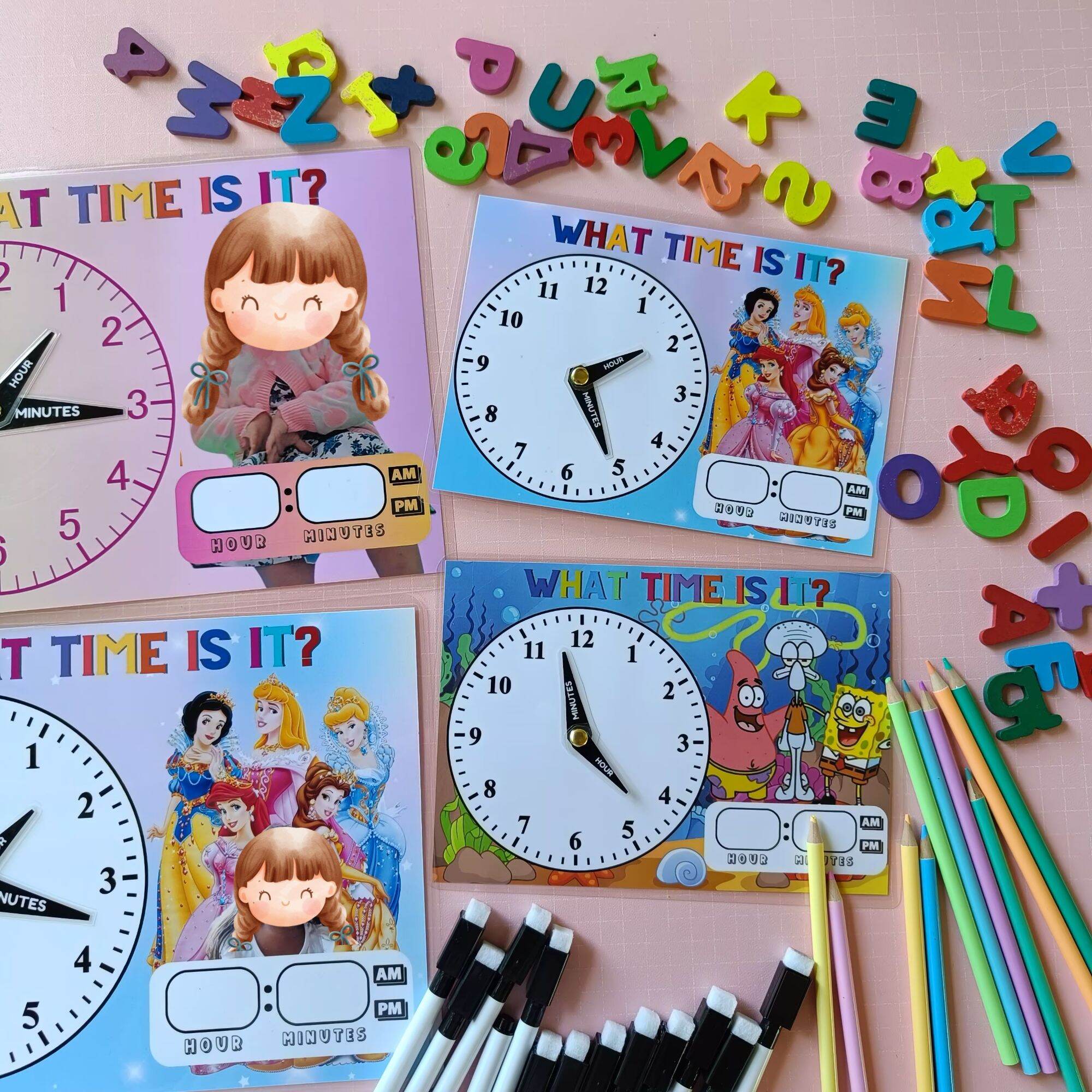 Clock telling time activity for kids laminated with 1 free marker ...