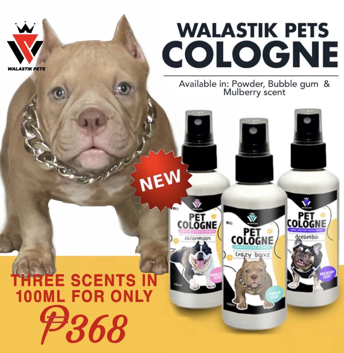 WALASTIK PETS 3Bottles of 100ML Cologne