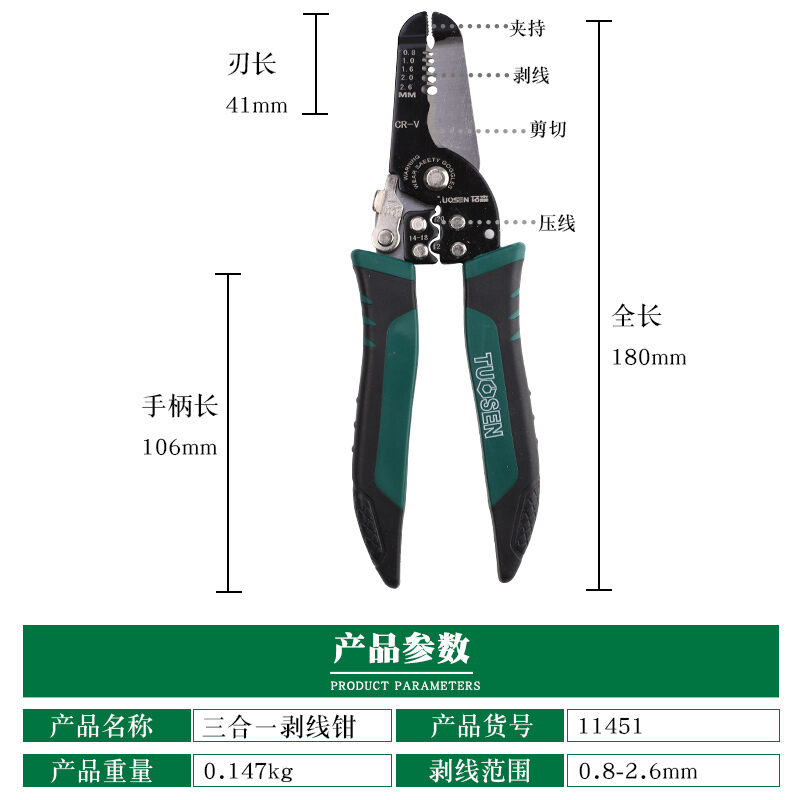 Tuosen Wire Stripper, Multi-Functional Professional-Grade Wire Cutter ...