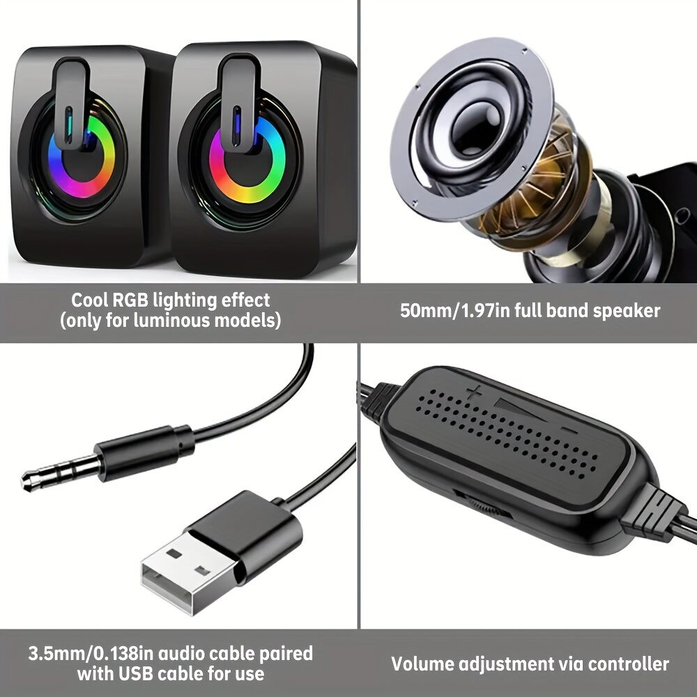 Computer Speakers PC Sound Box HIFI Stereo Microphone USB Wired Caixa ...