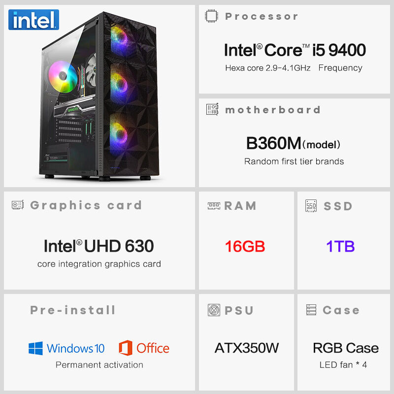 (Brand new)Desktop Computer Full Set Intel Core I5 6400 Quad core 16G ...