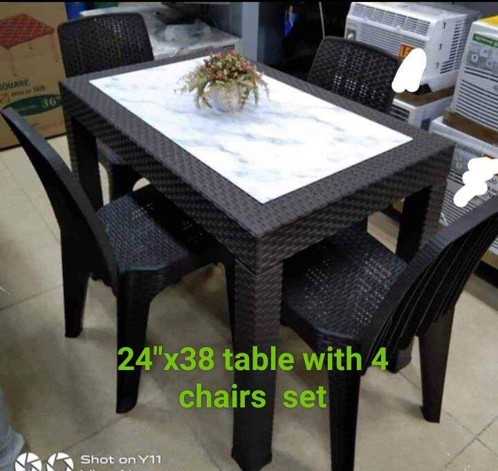 RATTAN TABLE AND CHAIRS SET WITH TOP DESIGN | Lazada PH