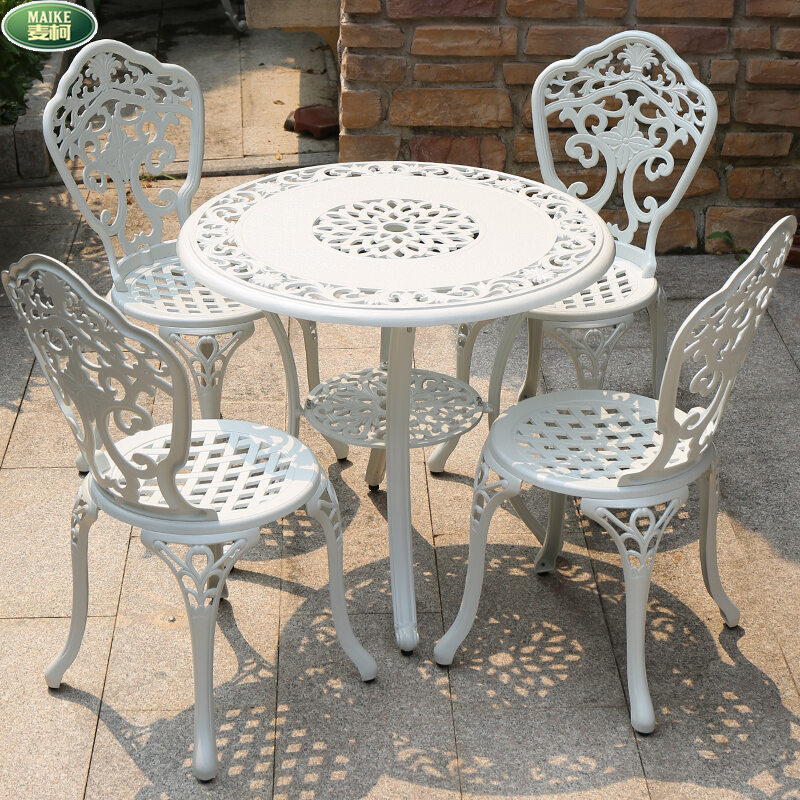 Maike Courtyard Table and Chair Outdoor Dining Tables and Chairs Metal ...