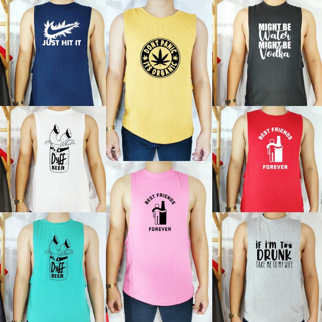 Muscle tees for men with vynil print