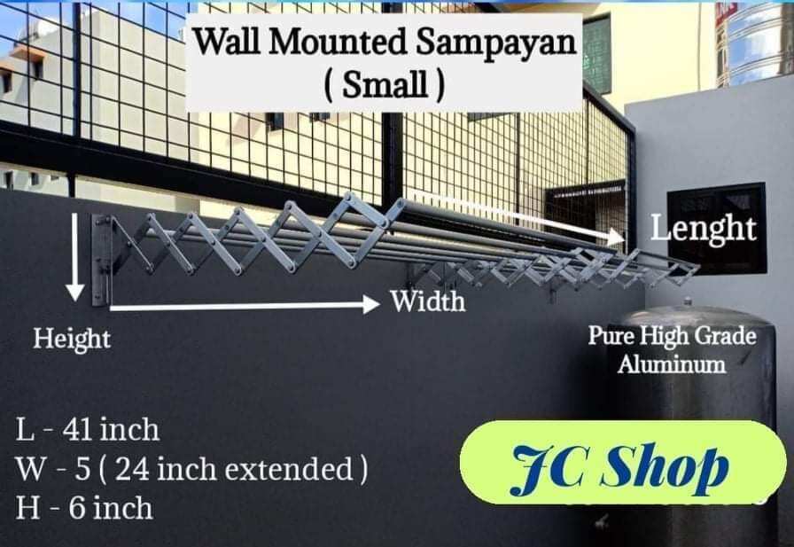 Wall Mounted Sampayan Retractable 6-Poles (Heavy Duty) Small Type (1 ...