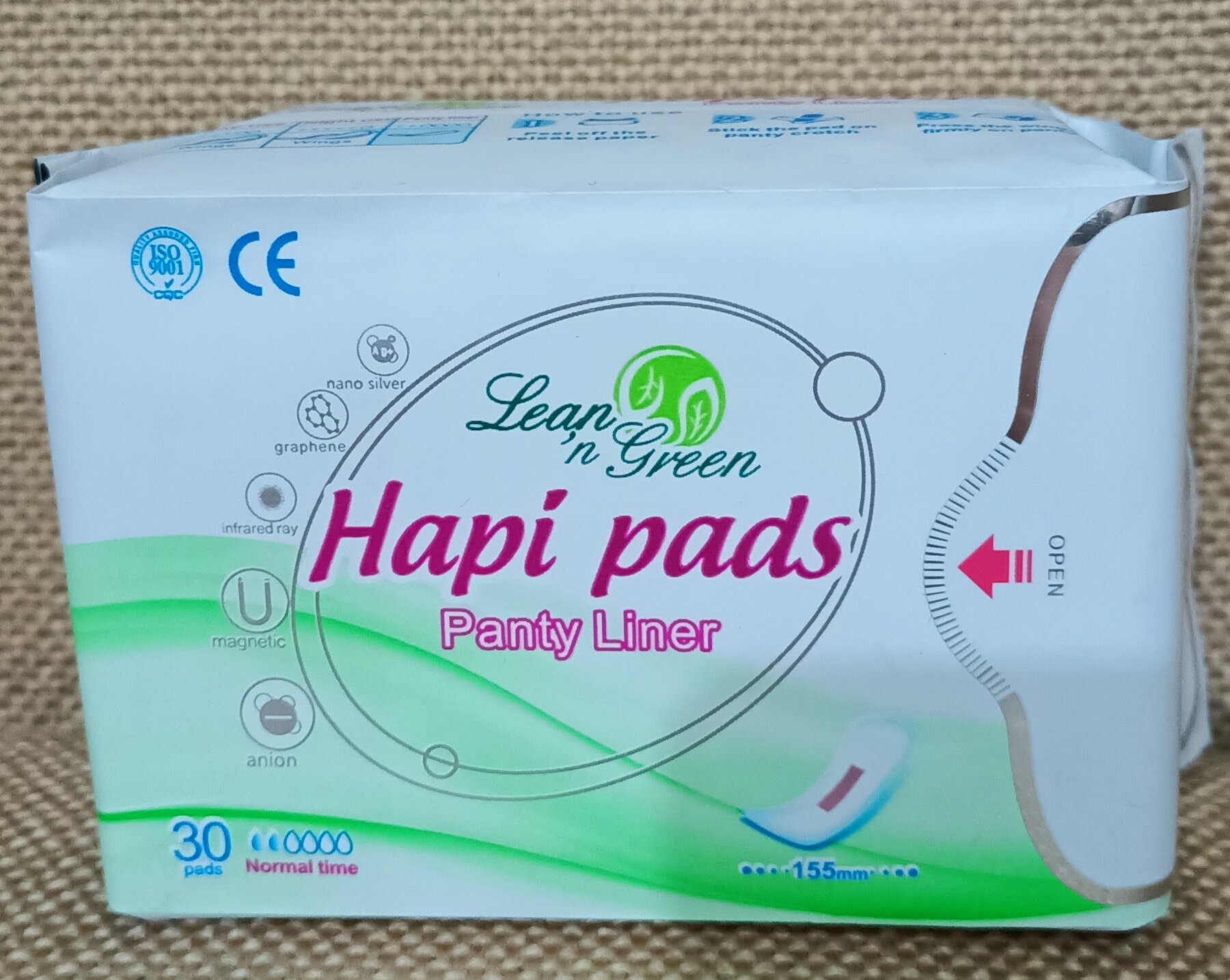 Hapi Pads Panty Liner - 30 pads in 1 pack (with Nano Silver - a natural ...