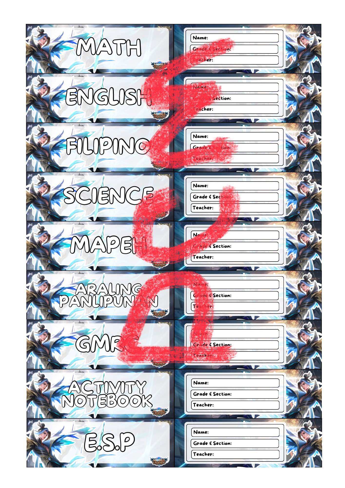 Mobile legend SUBJECT AND NAME STICKER | Lazada PH