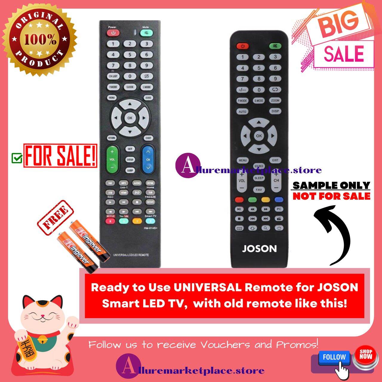JOSON Remote Universal Remote TV Ready to Use for Smart TV Android ...