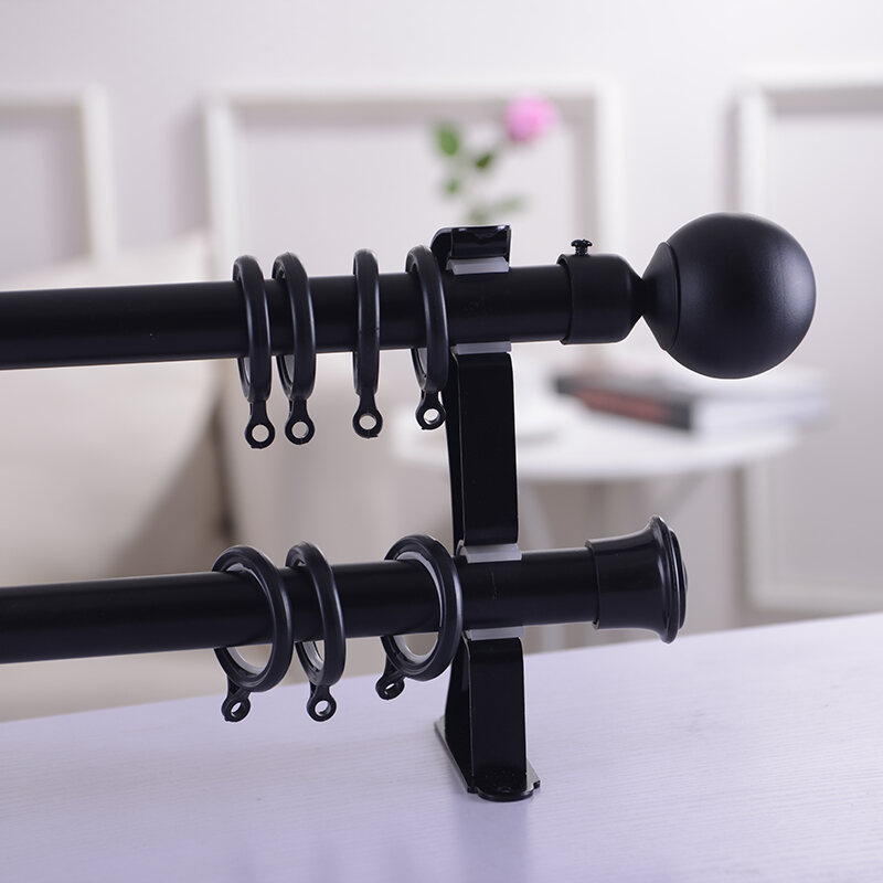 Roman Rod Curtain Rod Nordic Black Single Rod Double Poles Top Mounted ...