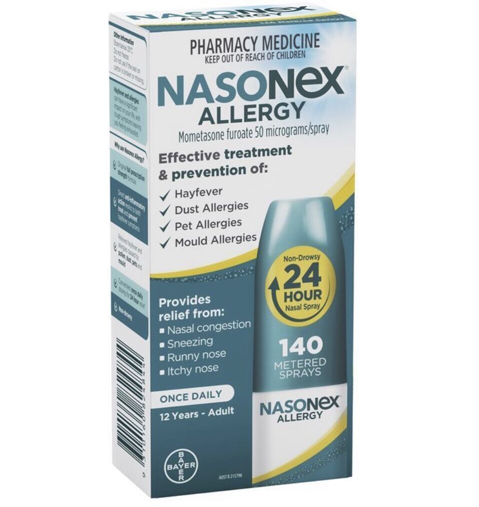 Australia Nasonex Allergy Non-Drowsy 24 Hour Nasal Spray 65 Sprays ...