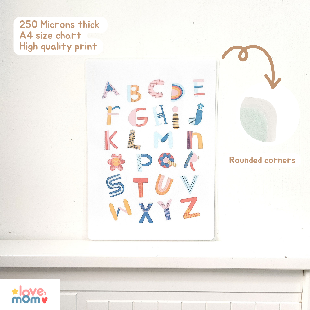 Laminated Cute Alphabet Educational Chart for kids & toddlers A4 size ...