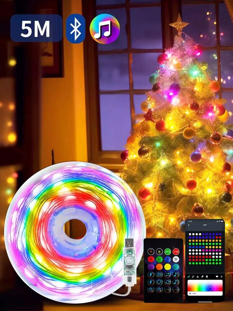 USB Christmas Lights Decoration New Year Garland Led Fairy String ...