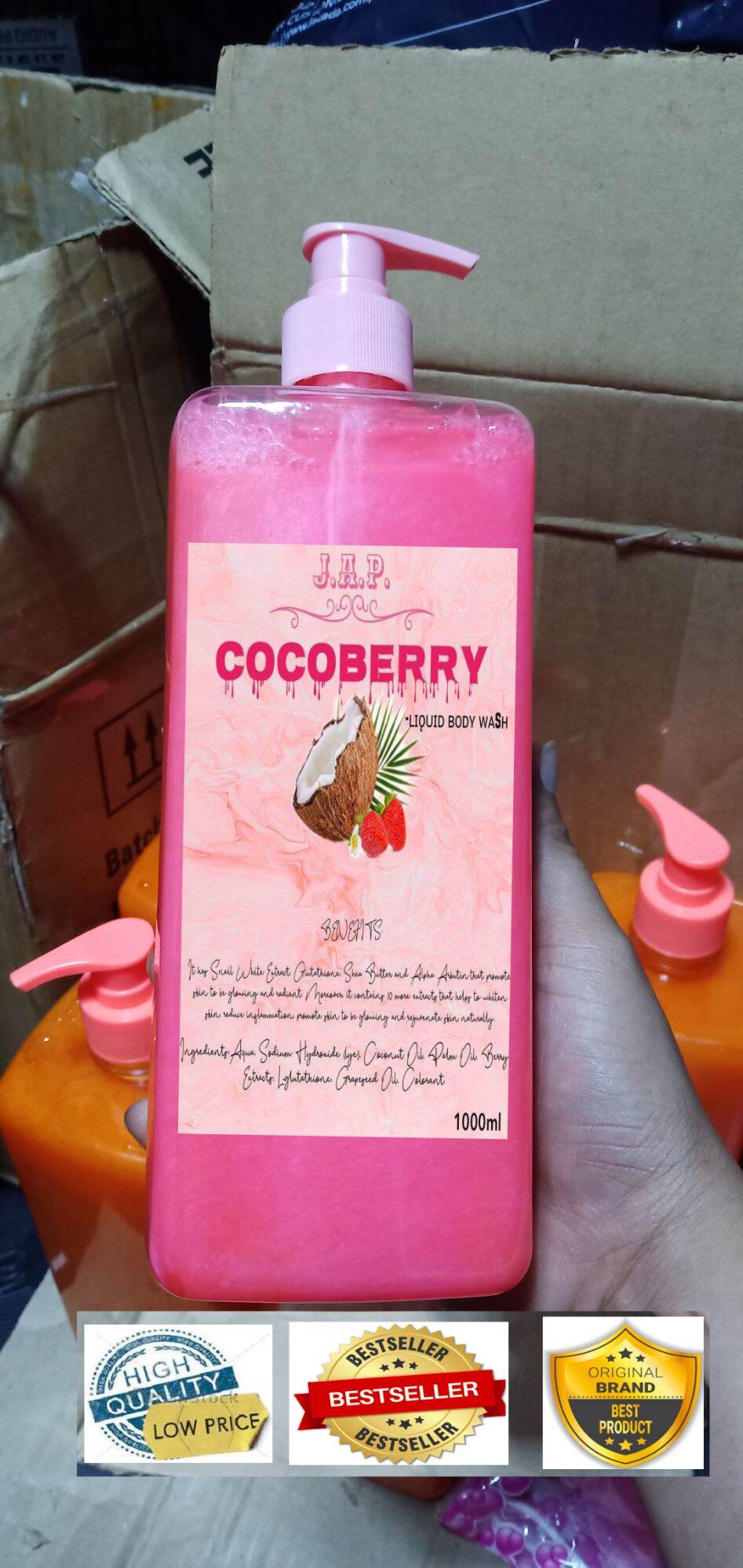 original cocoberry liquid face body wash soap with pump galon 1000ml ...