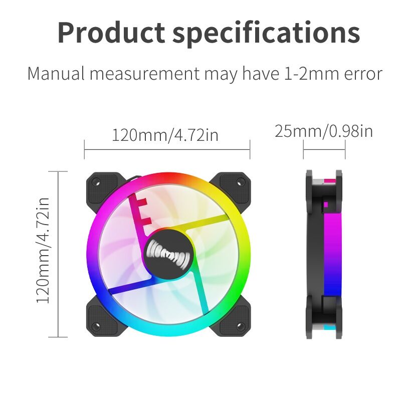 120mm 12V RGB Fan Computer Case PWM CPU Cooler Water Cooling Fan ...