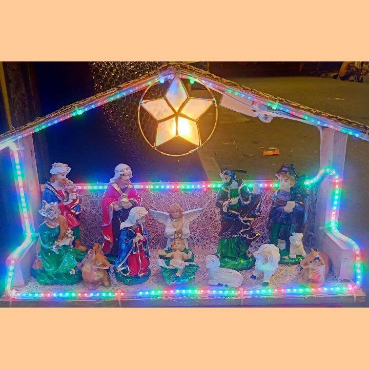 Nativity set or Belen Set Included Led Light and 12pcs character 15cm ...