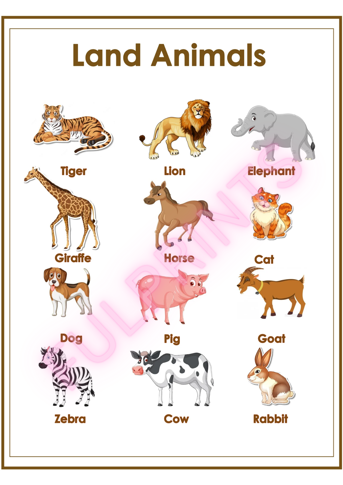 LAMINATED CHART LAND ANIMALS SEA ANIMALS A4 SIZE | Lazada PH