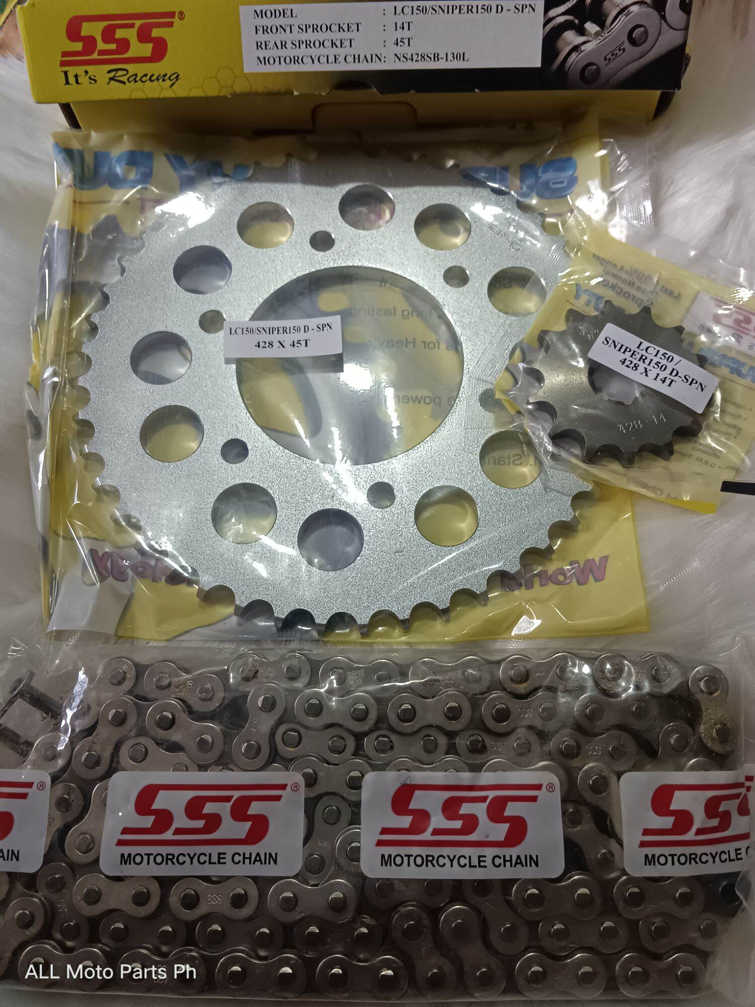 SSS Racing CHAIN AND SPROCKET SET KIT FOR YAMAHA SNIPER 150 MOTORCYCLE ...