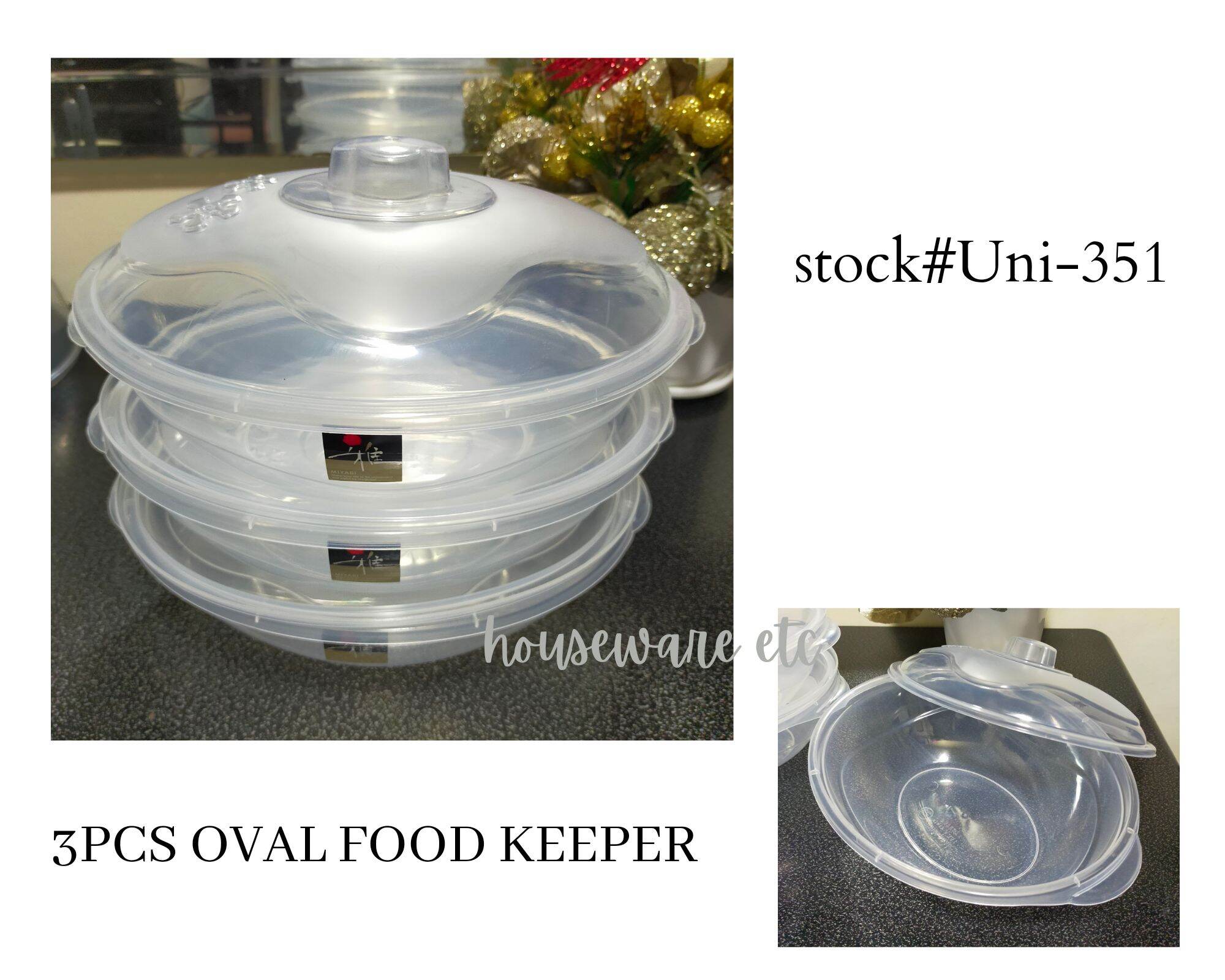 3PCS TRANSPARENT FOOD KEEPER OVAL BPA FREE UNI-351/FOOD CONTAINER ...