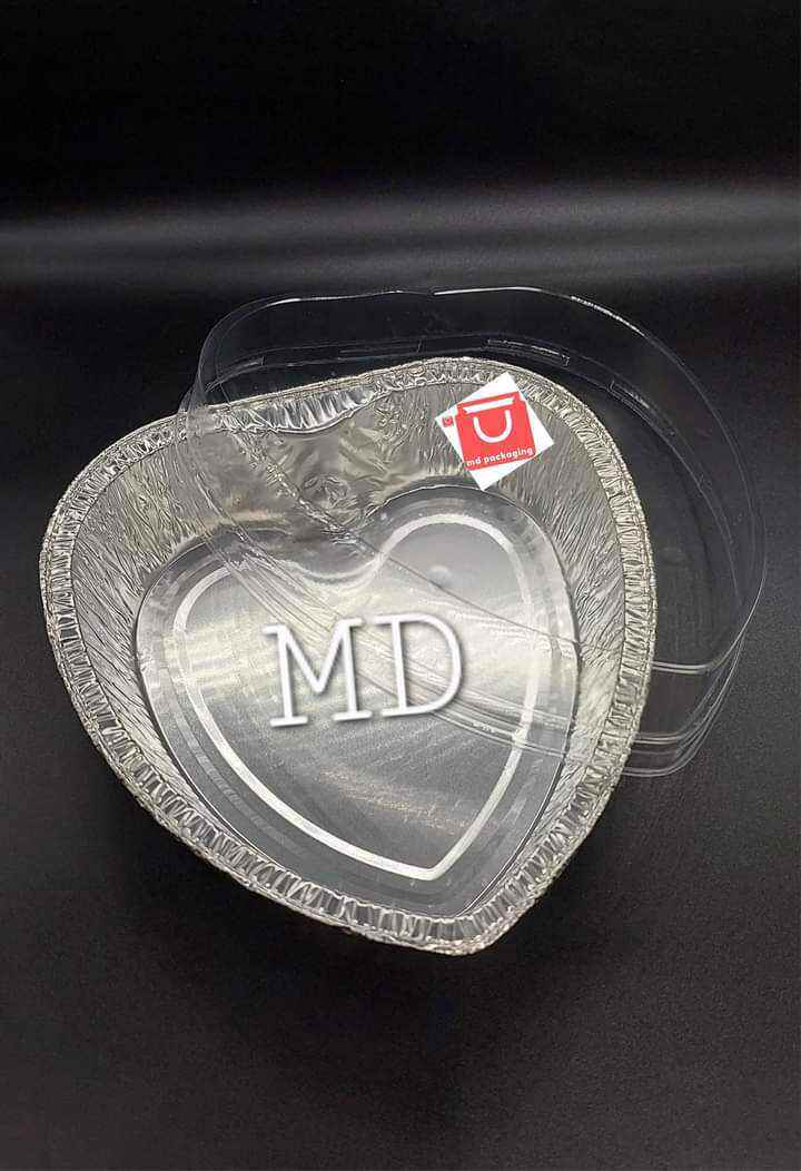 10pcs Heart Shape Aluminum Pan Tray with cover 750ml 6.75"x6.75"x1.88 ...