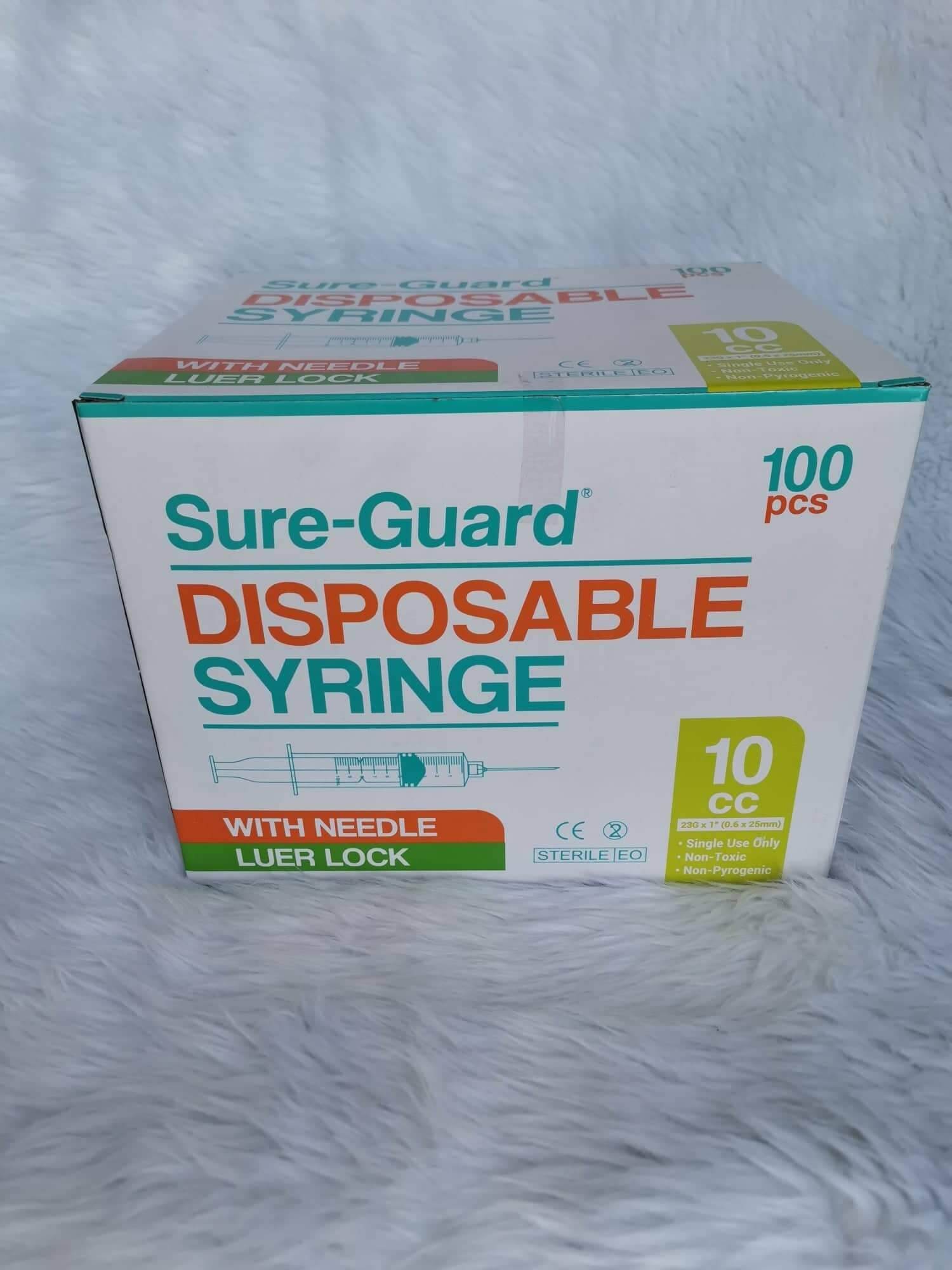 Medical Syringe with Needle by SURE-GUARD 100 pcs per box ( 1cc/3cc/5cc ...