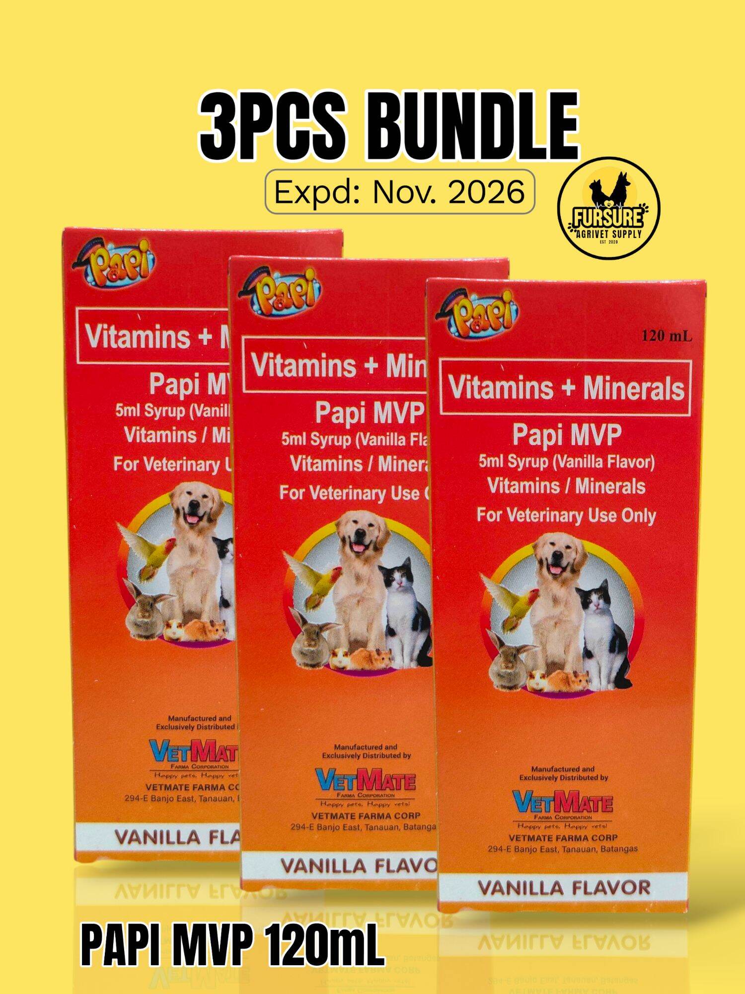 PAPI MVP 120ml Vitamins syrup for Dogs, Cats, Rabbits, Ferrets and ...