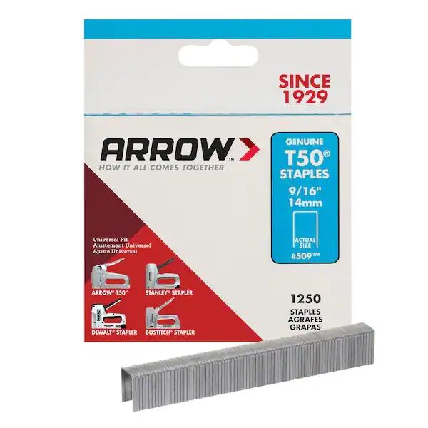 Arrow T50 9/16 in. Leg x 3/8 in. Crown Galvanized Steel Staple Gun ...
