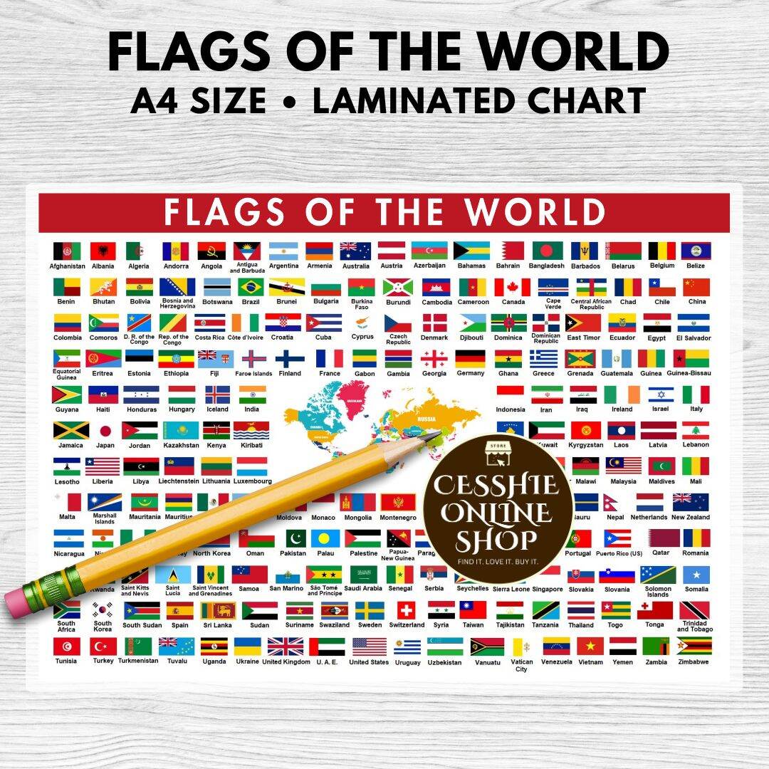 LAMINATED FLAGS OF THE WORLD CHARTS | A4 SIZE CHARTS | EDUCATIONAL ...