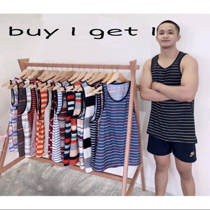 Buy 1 get 1 cotton comfy sando stripe for men assorted colors | Lazada PH