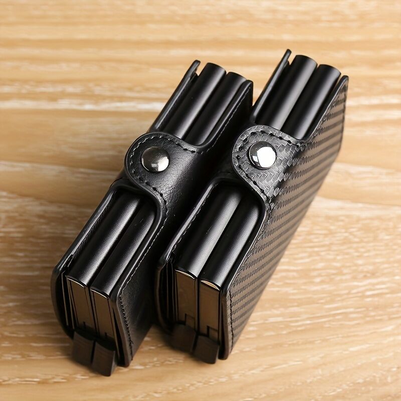 PU Lather Automatic Pop-up Card Clamp,Double Aluminum Alloy Credit Card ...