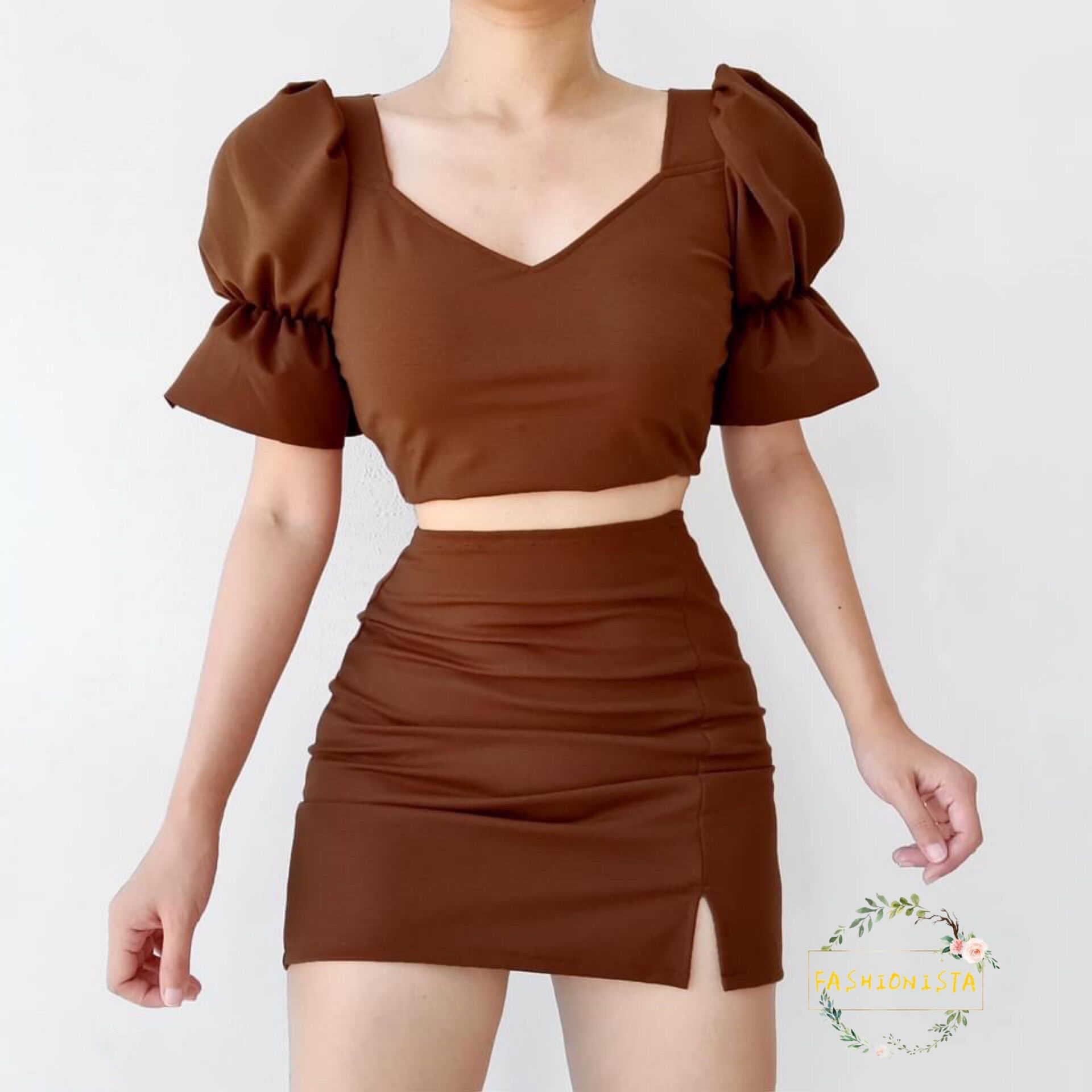Kathryn Puff Sleeve Top & Skirt Terno 14015# | Lazada PH