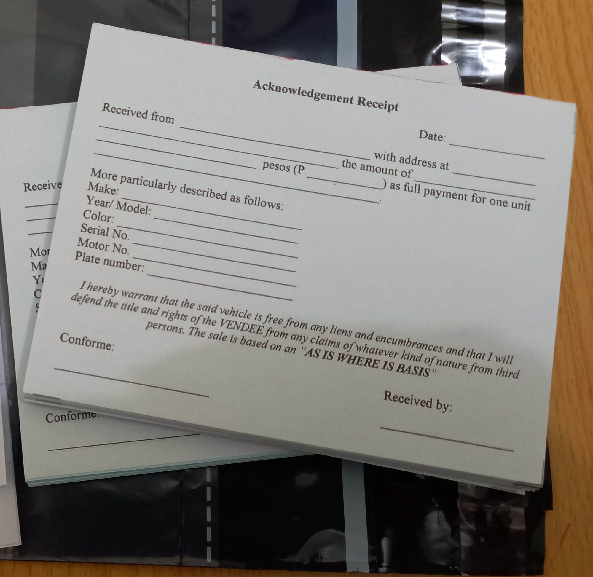 motor acknowledgement receipt. ordinary/carbonize 1/4shortbond | Lazada PH