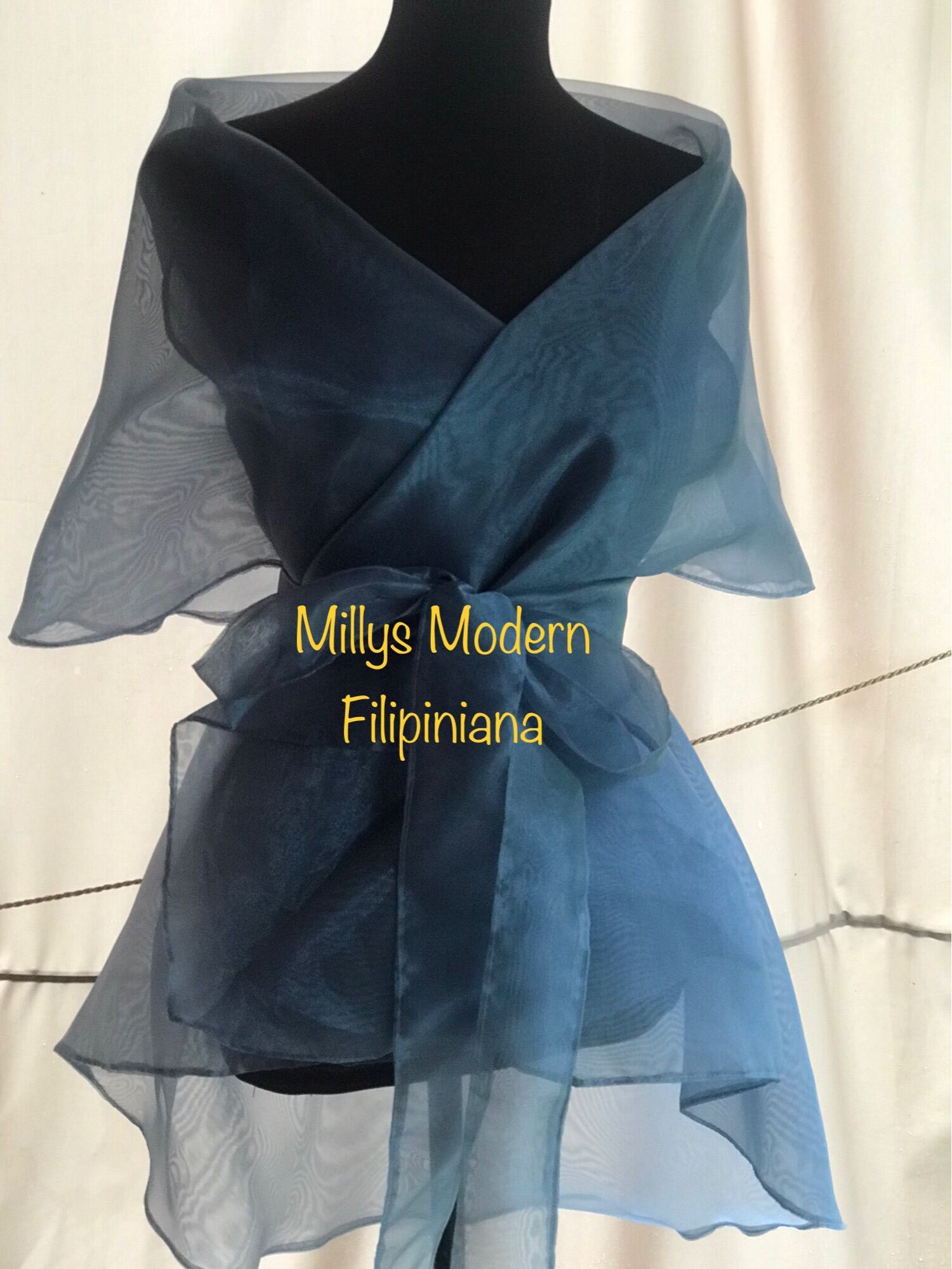 Millys Modern Filipiniana wrap around / Dusty blue Plain | Lazada PH